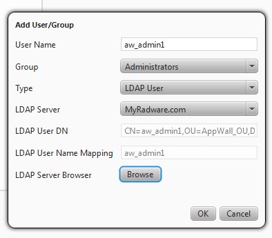 How to a define LDAP User\ LDAP Group\ RADIUS user as an AppWall administrative user